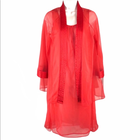 Vintage | Intimates & Sleepwear | Vintage Sheer Red Nightgown And Robe ...
